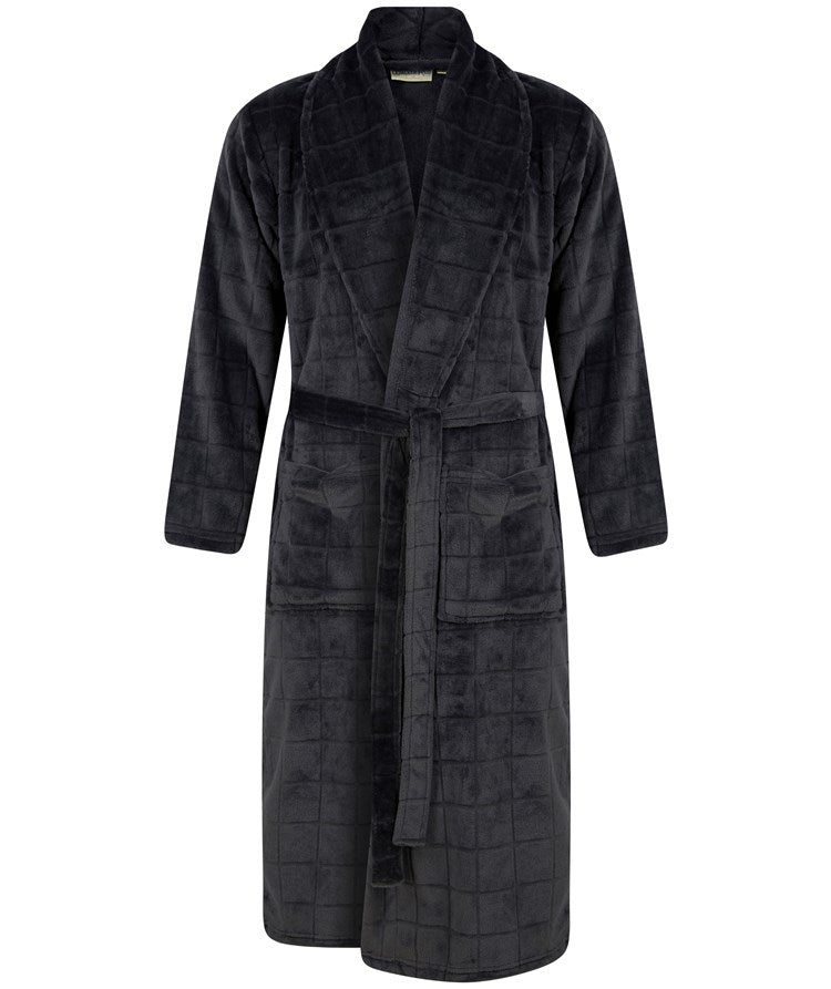 Solid Colour Check 49" Flannel Fleece Robe WR88835 – Walker Reid